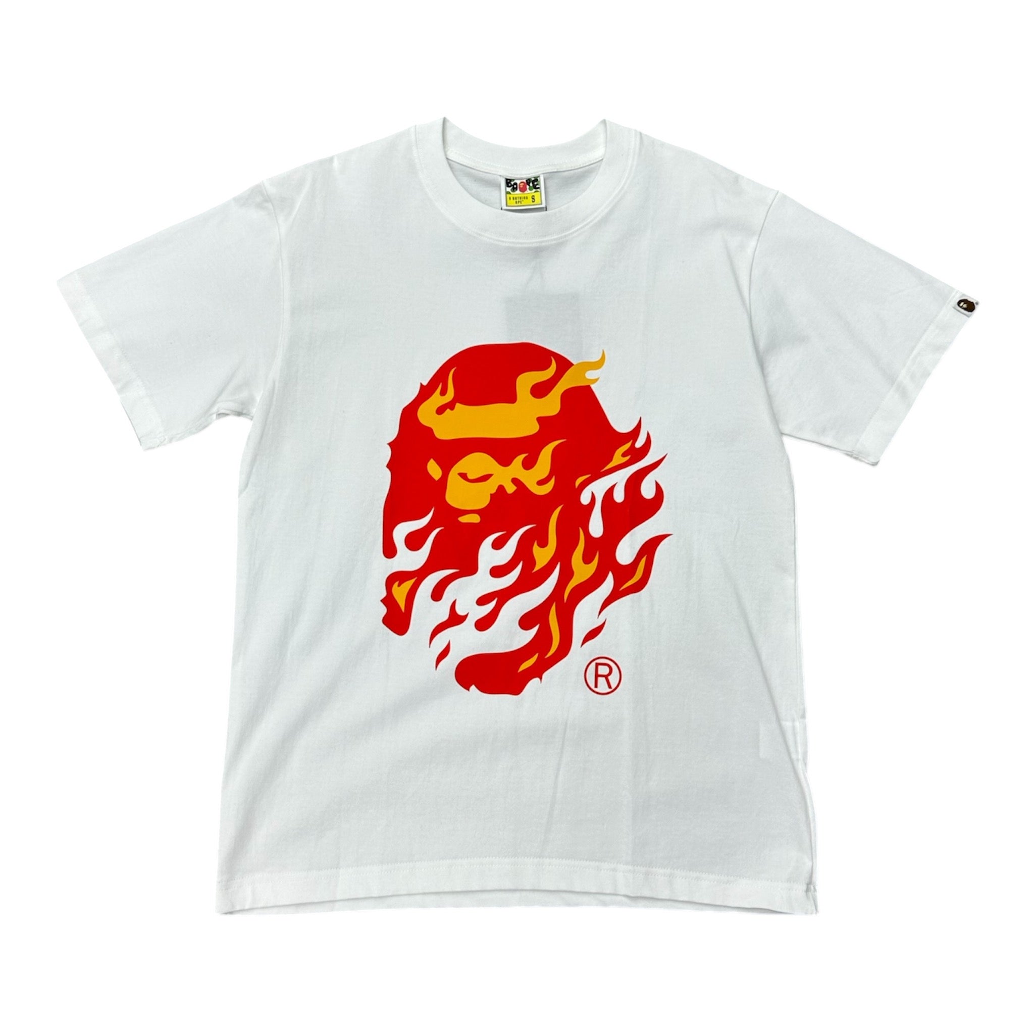 Bape Fire Logo White Tee – Crwnplug
